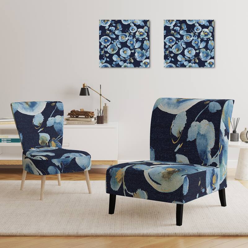 Designart "Indigold Flower Pattern" Upholstered Floral Accent Chair ...