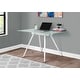 Contemporary Frosted Glass Computer Desk with Sturdy White Metal Base ...