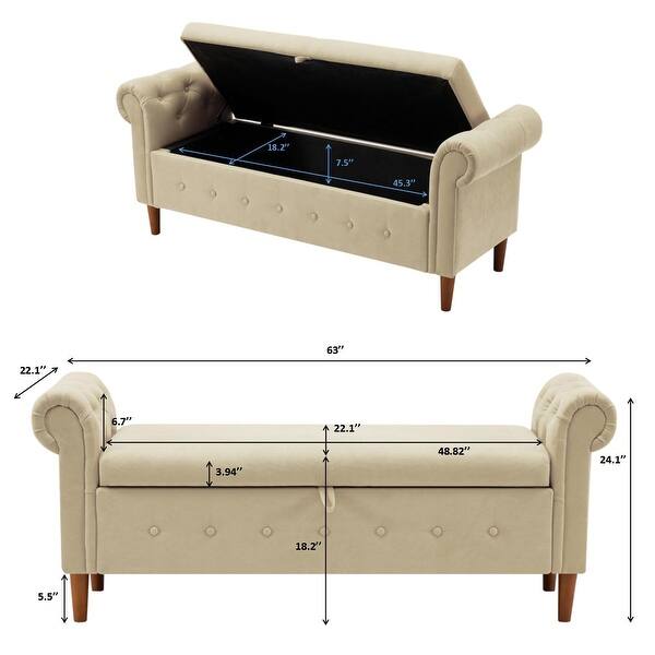 Beige Storage Rectangular FootStool - Bed Bath & Beyond - 36830048