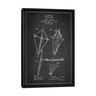 iCanvas "Kite Dark Patent Blueprint" by Aged Pixel Framed Canvas Print ...