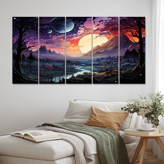 Designart "Stars Infinity Landscape II" Stars Multipanel Wall Decor set ...