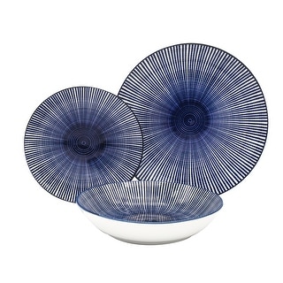 Laura Blue Porcelain 12 Piece Dinnerware Set, Service For 4 - Bed Bath ...