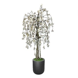 5 ft Cherry Blossom 5 ft Tree Arranged in a Round Fiberstone Planter ...