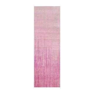 Shahbanu Rugs Pink Vertical Ombre Design Natural Wool Hand Knotted ...