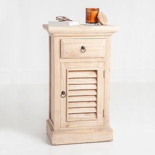 Distressed Natural Mindi Wood Shutter Side Table With Drawer by East at ...