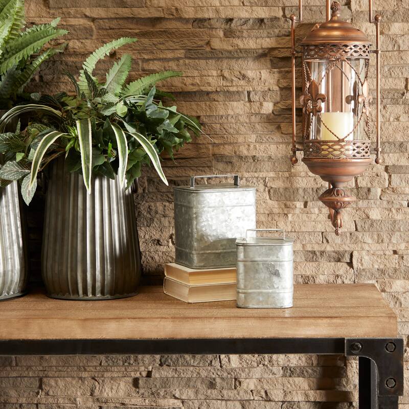Silver Metal Decorative Canisters (Set of 2) - 7L x 7W x 8H - Overstock ...