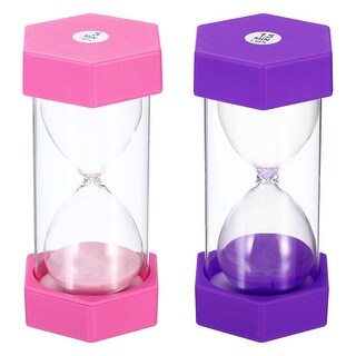 5，15 Min Sand Timer,2pcs Hexagon with Cover,Count Down Sand Clock Pink ...