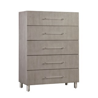 Herst 54 Inch Tall Dresser Chest, 5 Drawers, Acrylic Handles, Gray Wood ...