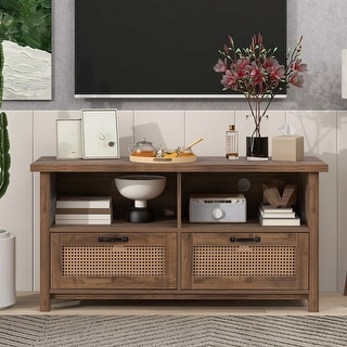 Modern Rattan TV Cabinet TV Stand for TV of 55 inches - Bed Bath ...