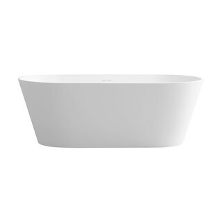 67 Inch Solid Surface Freestanding Soaking Bathtub in White with Drain ...