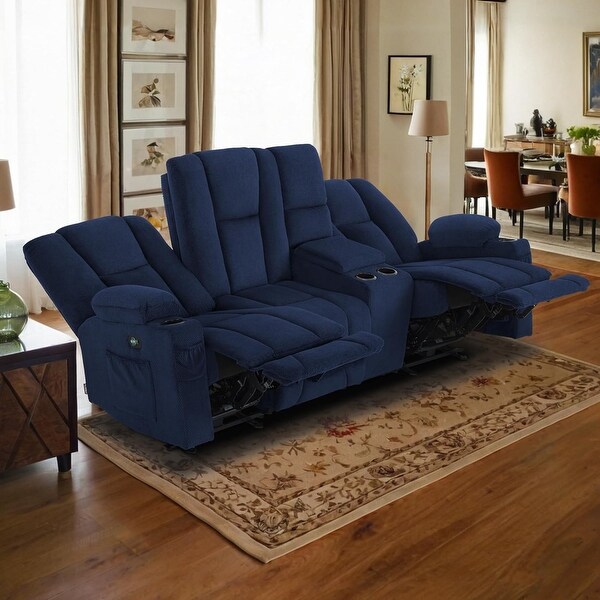 MCombo Electric Power Reclining Sofa with Massage and Lumbar Heat Fabric 6015 6025 6035 6045 On Sale Bed Bath Beyond 34997851