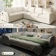 115.2" L-Shaped Sofa Couch with Pull-Out Bed,Oversize Convertible ...