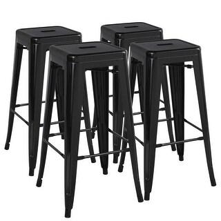 4pcs 30" Metal Stackable Backless Bar Stools, Black - Bed Bath & Beyond ...