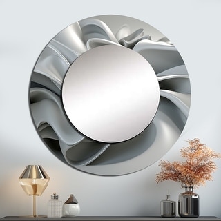 Designart "Grey Infinite Ripples" Modern Waves Living Room Mirror ...
