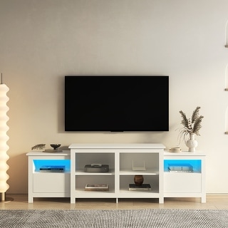 Modern TV Stand with 16 Colors Remote Control LED Lights Large Storage ...