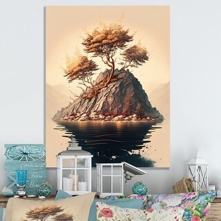 Designart 'Bright Bonsai Tree On Rock III' Modern Canvas Wall Art - Bed ...