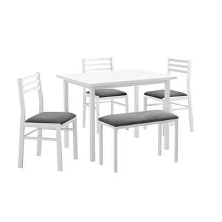 Rectangular Laminate Top Dining Table Set - White and Gray - 5 Piece ...