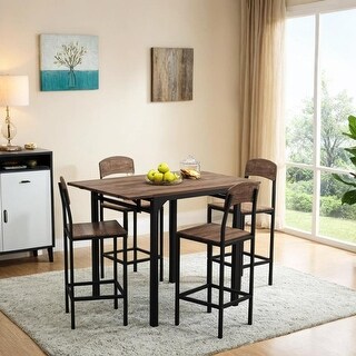 Farmhouse 5-piece Counter Height Drop Leaf Dining Table Set with Dining ...