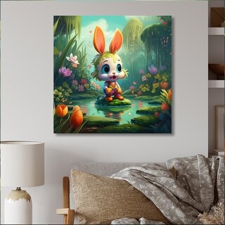Designart "Cute Bunny" Animals Rabbit Wall Decor - Bed Bath & Beyond ...