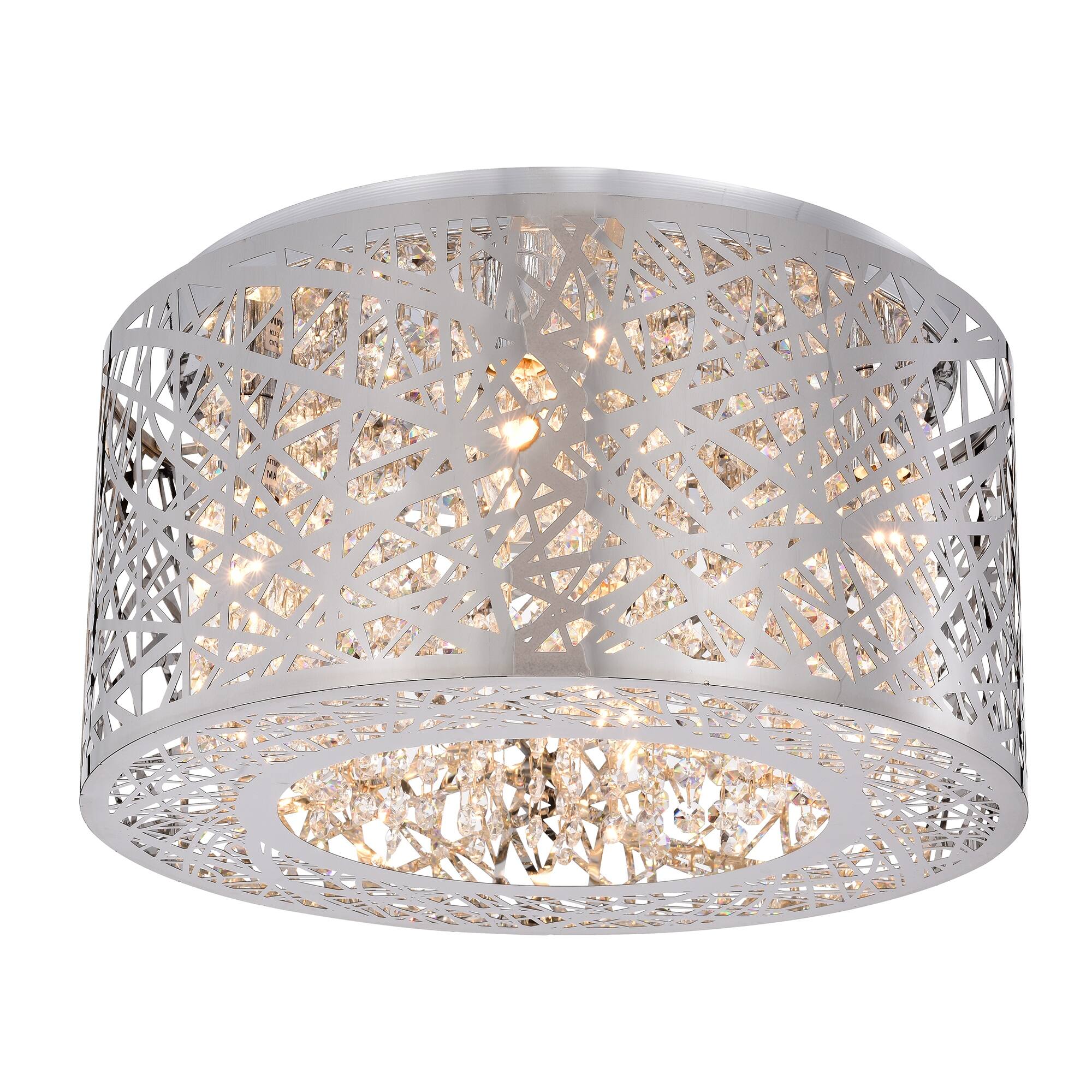 Braydon Chrome 4-Light Metal Drum Flush Mount - Bed Bath & Beyond ...