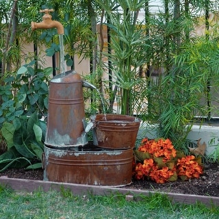 Alpine Corporation 34" Outdoor Rustic Watering Can Fountain Vintage ...