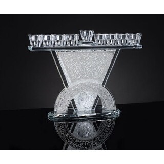 Crystal menorah Branches with Jerusalem Made Silver 8"HX10.5''W ...