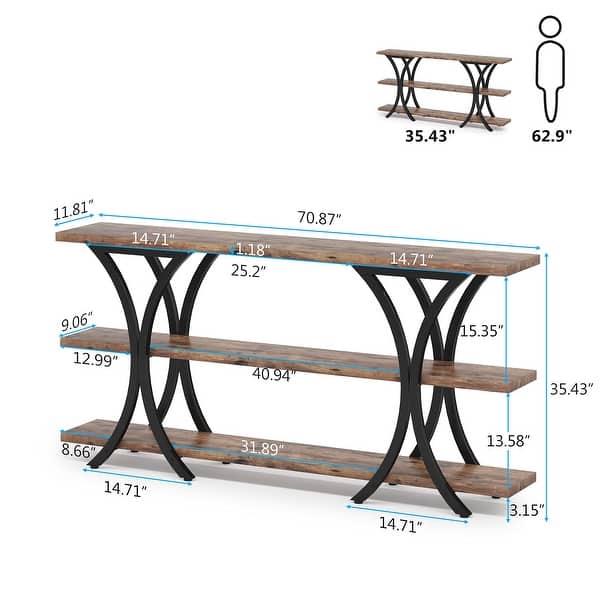 Console Table with Storage Shelf, 70.8 Inch Long Sofa Table Entry Table ...