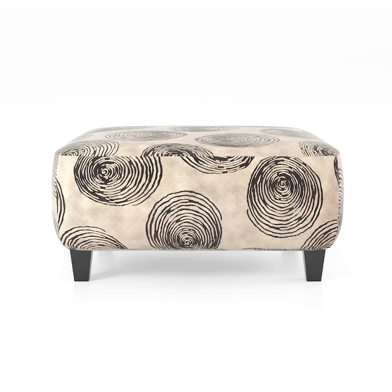 Jeta Contemporary Fabric Upholstered Geometric Print Cocktail Ottoman ...