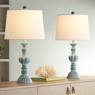 Blue Wash Vintage Rustic Table Lamps Set of 2 - 26" x 14" - Bed Bath ...