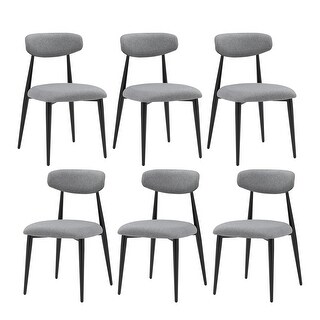 Dining Chairs Curved Backrest Round Upholstered Metal Frame (Set of 6 ...