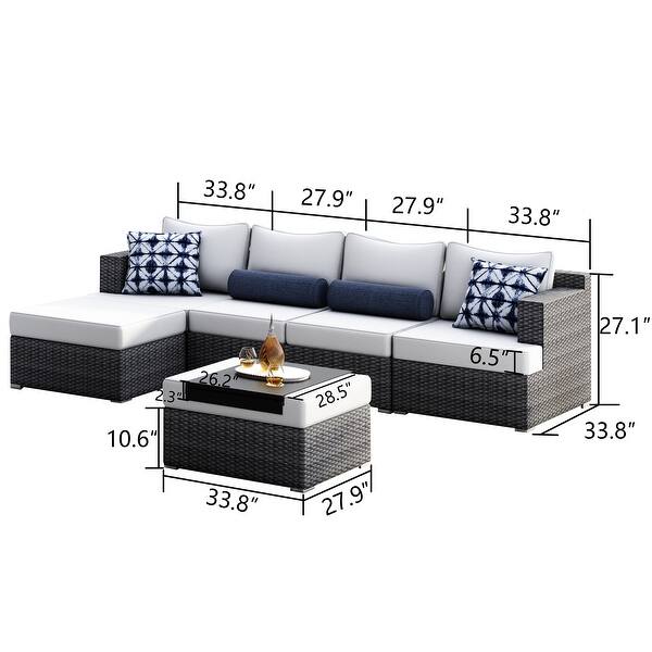 Corvus Yolanda 6-piece Sectional Conversation Sofa Set with Sunbrella ...