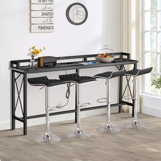 Javlergo 5-Piece Console Table and Stool Set, 70.9" Sofa Table with USB ...