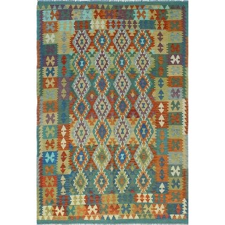 Flatweave Monty Green/Rust Rug - 6'8" x 9'11" - Bed Bath & Beyond ...