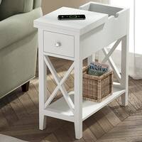 Black End Table, Flip Top Narrow Side Table for Small Spaces, Accent Nightstand Sofa Table for ...