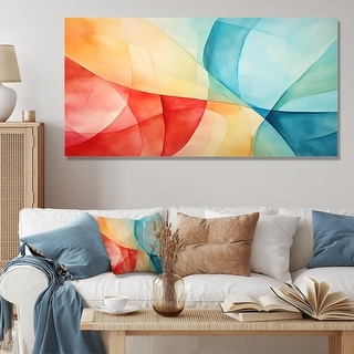 Designart "Midcentury Pastel Color Collages III" Abstract Geometric ...