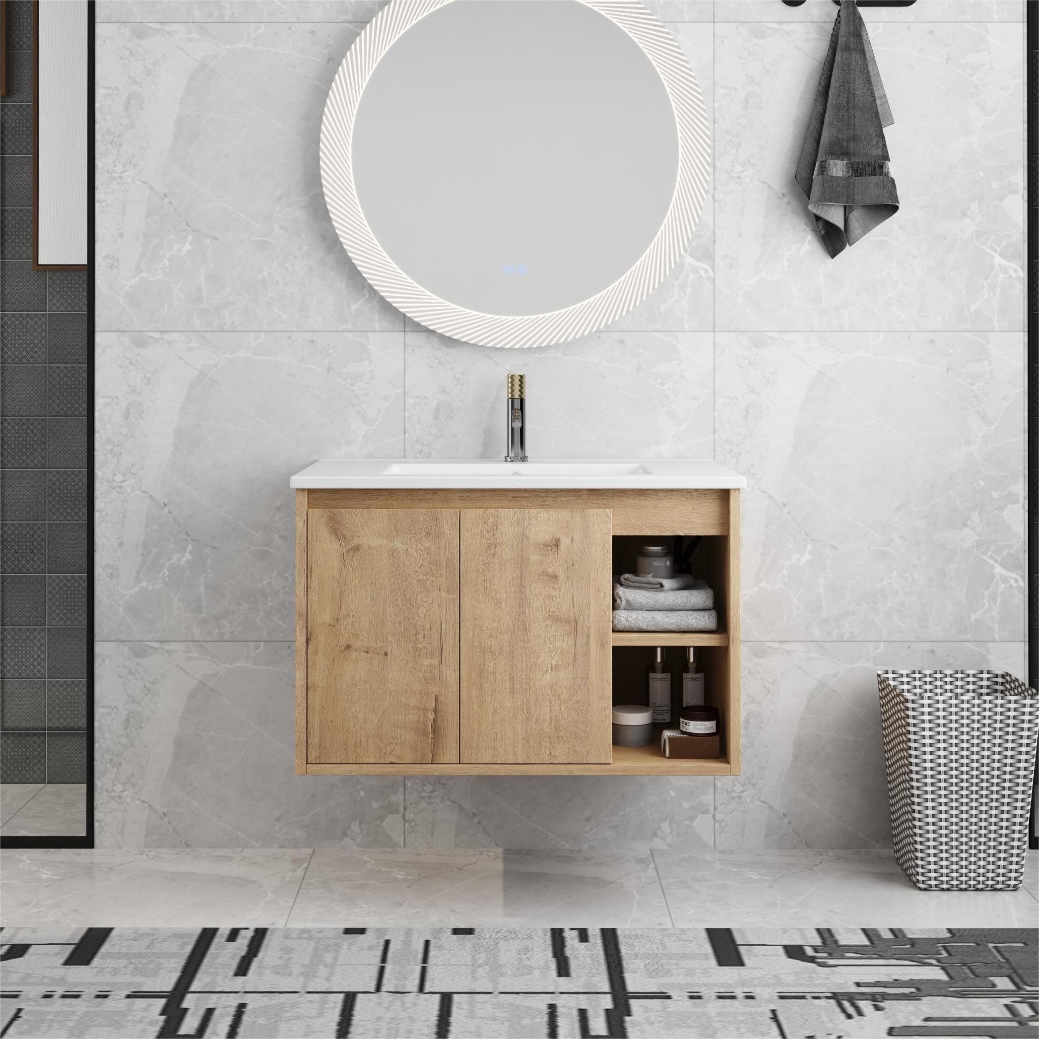 ARTCHIRLY 24/30 Inch Bathroom Vanity with Sink, Floating Bathroom ...