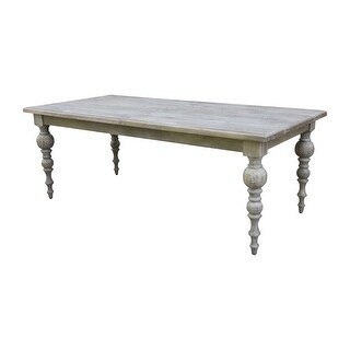 Troy 82-inch White Washed Baluster Dining Table with Extension Leaf - N ...