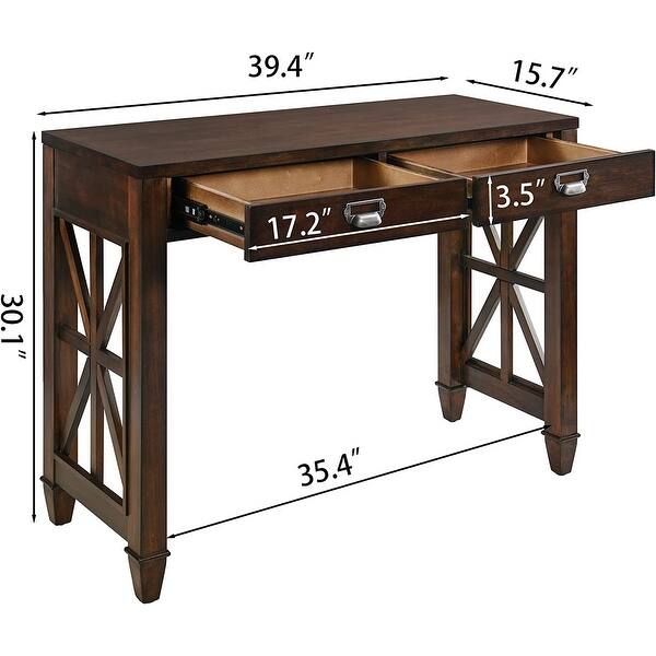 Solid Wood Computer Writing Desk with 2 Big Drawers - Bed Bath & Beyond ...