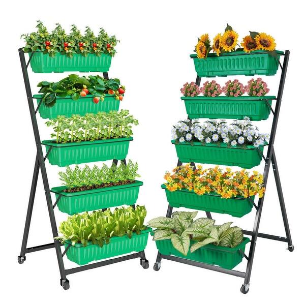 4.8ft Vertical Raised Garden Bed with 5 Food-Safe Planters - Bed Bath & Beyond - 39209813