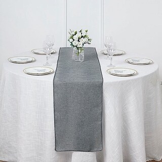Faux Burlap Polyester Table Runner Wedding 14" x 108" Grey - 14" x 108 ...