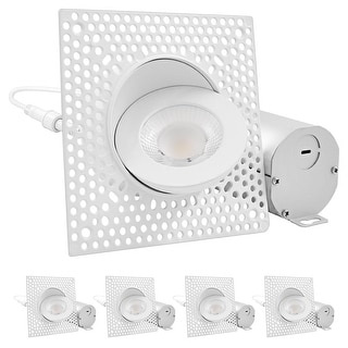 Luxrite 3 Inch Gimbal LED Trimless Recessed Light, 5CCT 2700K-5000K ...