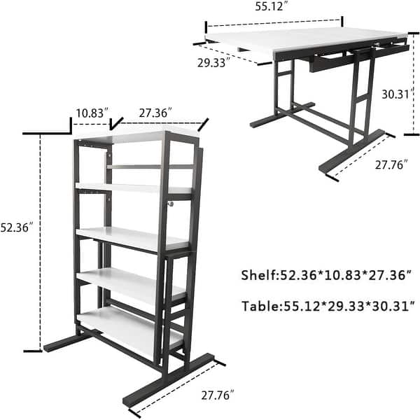 Convertible 2 in 1 Shelf to Table,Extendable Dining Table with Metal ...