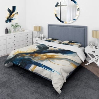 Designart "Stylish Spiral Abstract I" Blue Modern - Bed Cover Set With ...