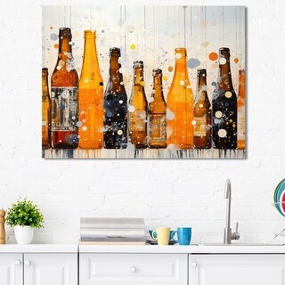 Designart "Beer Bottles Orange And Grey" Beer Wall Art - Bed Bath ...