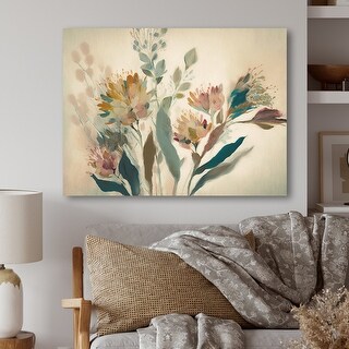 Designart "Wild Flowers In Faded Vintage Colours I" Floral Canvas Wall ...