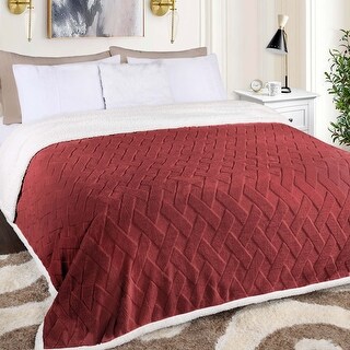 Superior Nuuk Jacquard Lattice Fleece Sherpa Reversible Blanket - On ...