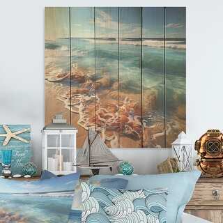 DESIGN ART "Aerial Beach View Symphony I" Coastal Beach Wood Wall Decor ...