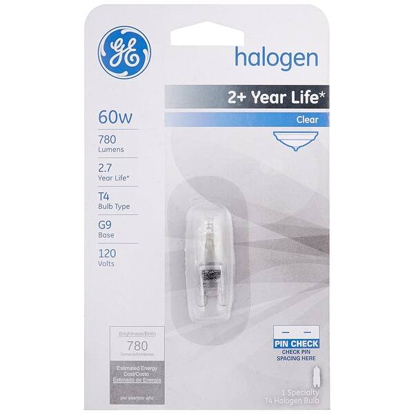 GE Lighting 16756 Single-Ended G9 Base T4 Quartz Halogen Bulb, 60W ...