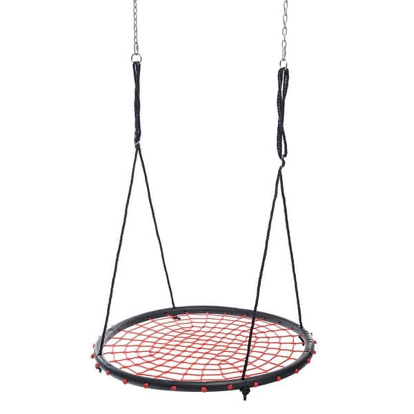 Hearthsong 40-Inch Round Red Rope Swing with Padded Steel Frame and ...