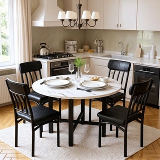 Grondin 5-Piece Round Dining Room Table And Chairs Set, Mid-Century ...
